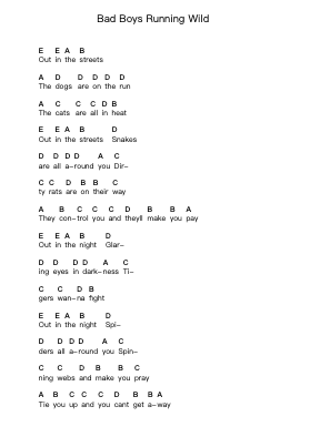 Bad Boys Running Wild notas de letras de piano por Scorpions
