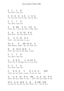 You Dont Own Me notes de lettre de piano par Lesley Gore