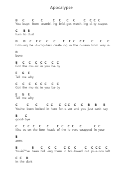 Apocalypse Piano letter notes by Cigarettes After Sex