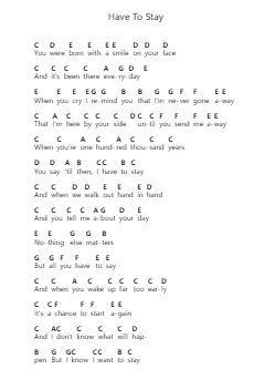 Have To Stay note lettere pianoforte di Dido