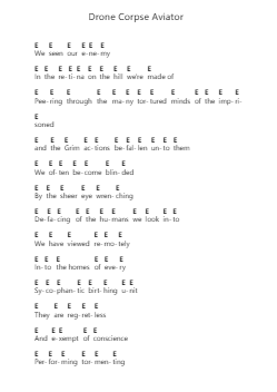 Drone Corpse Aviator Piano letter notes by Archspire