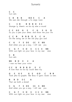 Sunsetz notas de letras de piano por Cigarettes After Sex