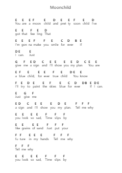 Moonchild notes de lettre de piano par Rory Gallagher