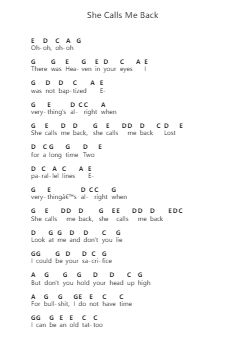 She Calls Me Back notas de letras de piano por Noah Kahan