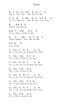 Darla notas de letras de piano por Vundabar
