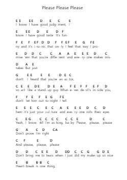 Please Please Please Piano letter notes by Sabrina Carpenter