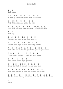 Catapult notas de letras de piano por Arctic Monkeys