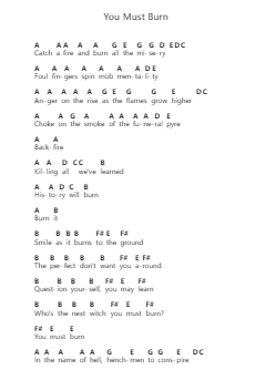 You Must Burn notas de letras de piano por Metallica