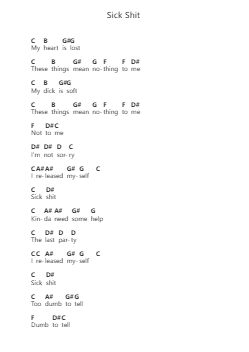 Sick Shit notas de letras de piano por together PANGEA