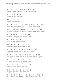 Nobody Knows You When Youre Down And Out Piano letter noten door Derek ...