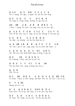 Paraluman notas de letras de piano por Adie