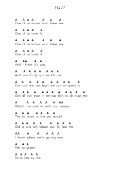 H377 notes de lettre de piano par Slipknot