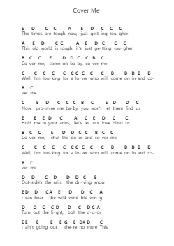 Cover Me notas de letras de piano por Bruce Springsteen