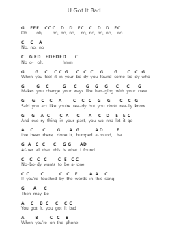 U Got It Bad Piano letter notes by Usher