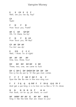 Vampire Money notas de letras de piano por My Chemical Romance