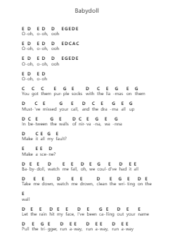 Babydoll notas de letras de piano por BoyWithUke
