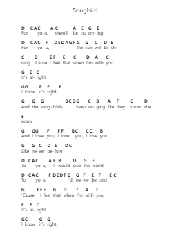 Songbird Piano letter noten door Eva Cassidy
