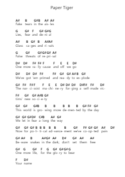 Paper Tiger notas de letras de piano por Theocracy