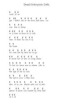 Dead Embryonic Cells notes de lettre de piano par Sepultura