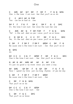 One Piano letter noten door Harry Nilsson