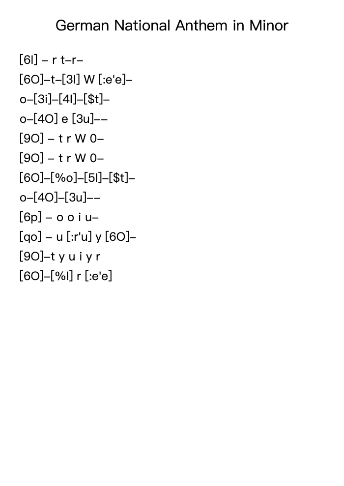 German National Anthem in Minor Roblox Piano Sheet by Misc