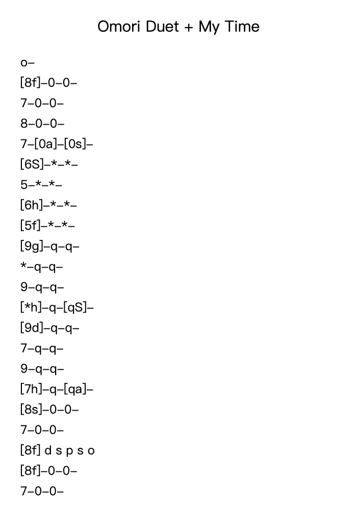 Omori Duet + My Time Roblox Piano Sheet by Pedro Silva
