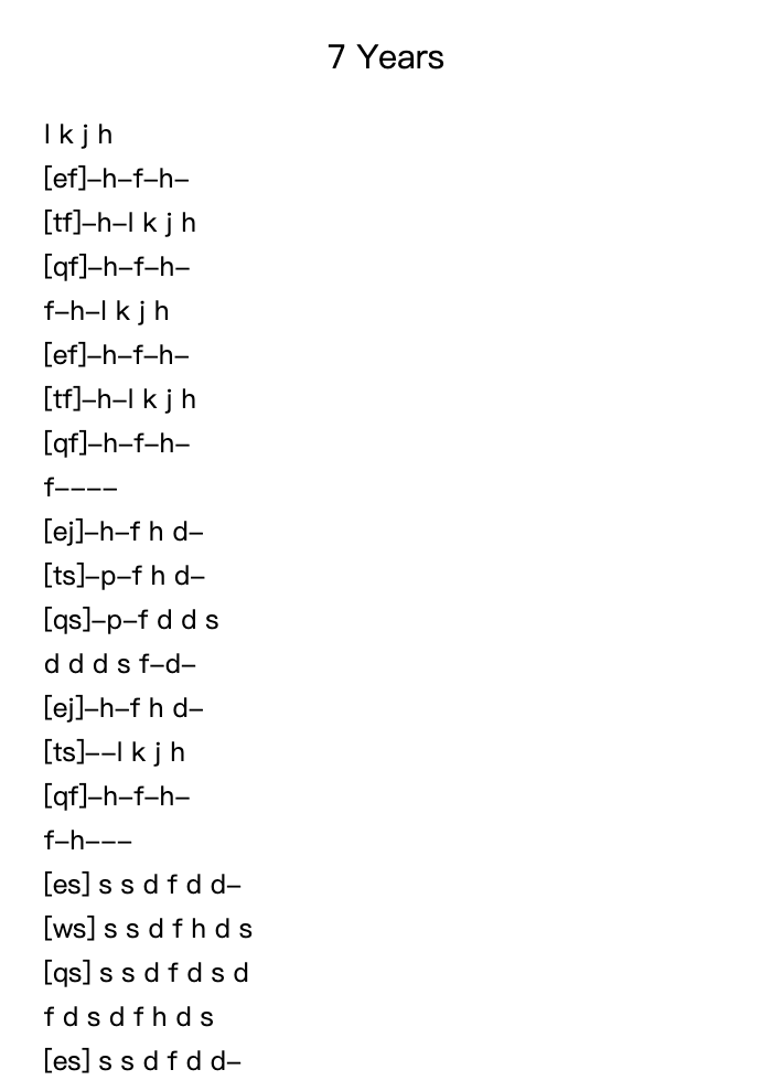 7 Years Roblox Piano Sheet by Lukas Graham