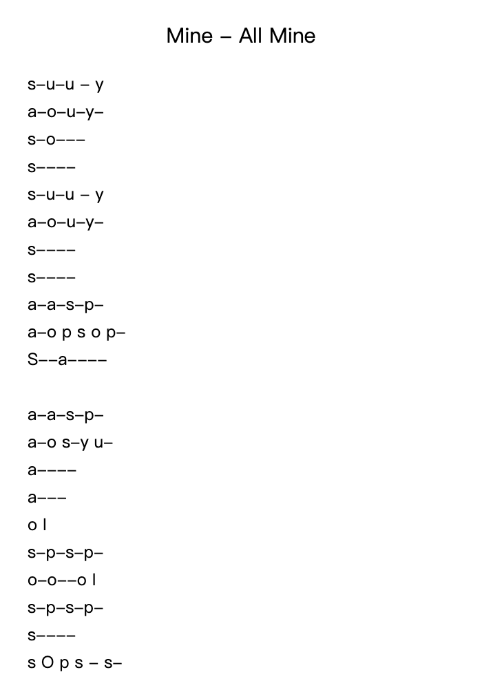 Mine - All Mine Roblox Piano Sheet by Sam H Stept