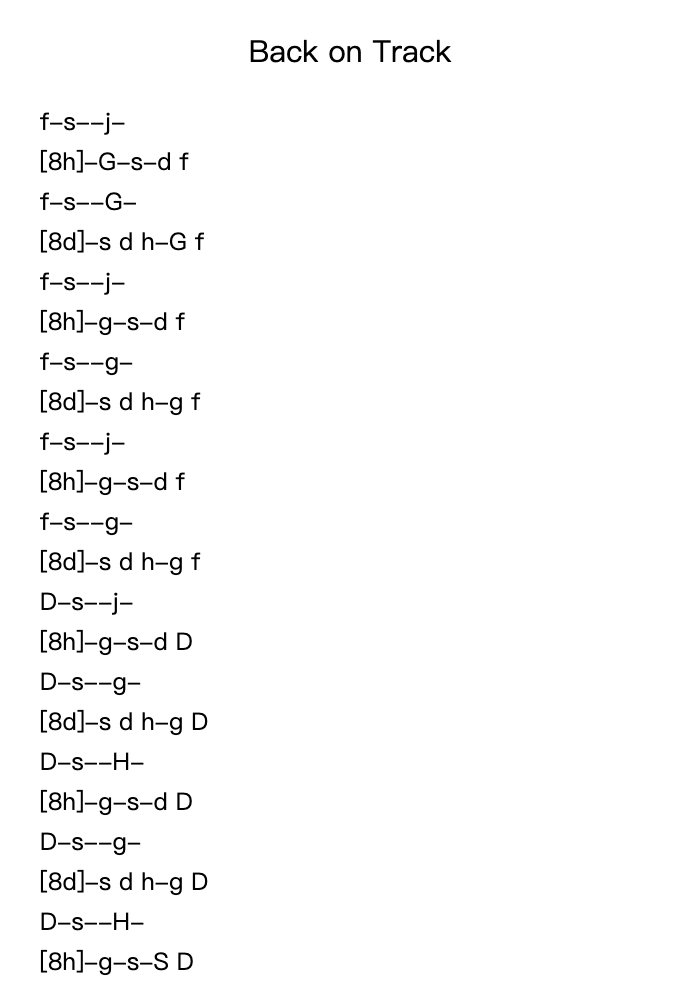 Back on Track Roblox Piano Sheet by DJVI
