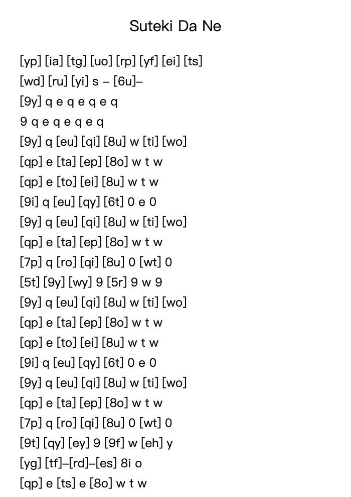 Suteki Da Ne Roblox piano keyboard sheets by Nobuo Uematsu-Arr ...