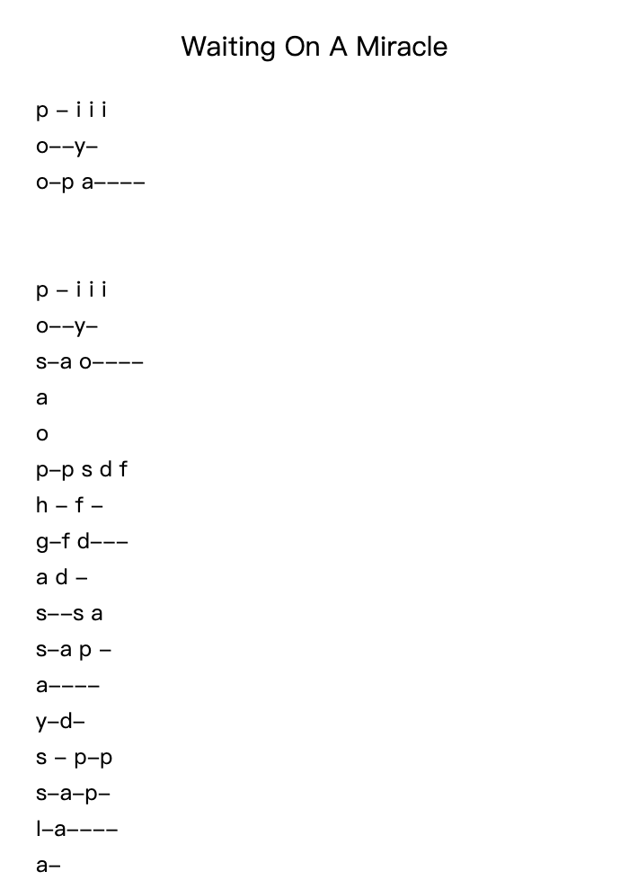 Waiting On A Miracle Roblox Piano Sheet by Lin-Manuel Miranda