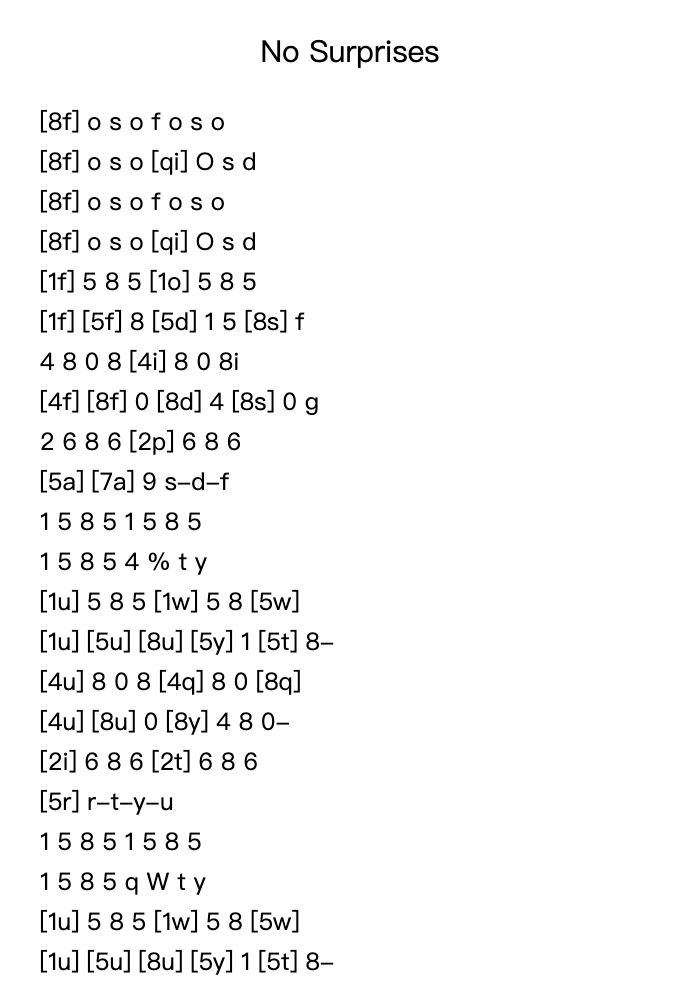 No Surprises Roblox Piano Sheet by Radiohead