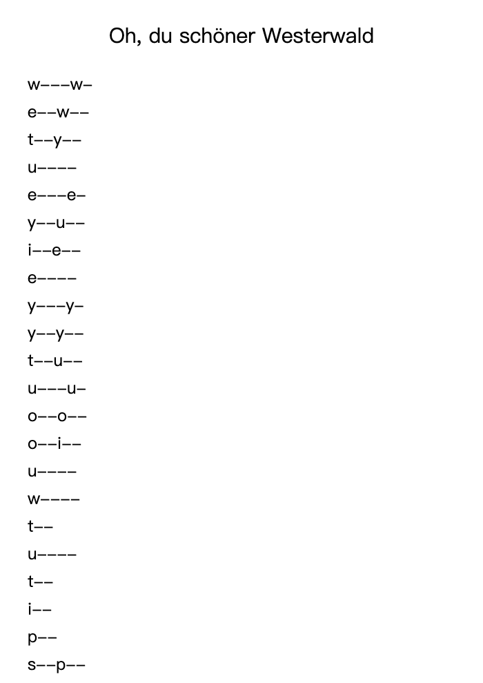 Oh, du schöner Westerwald Roblox Piano Sheet by Heino