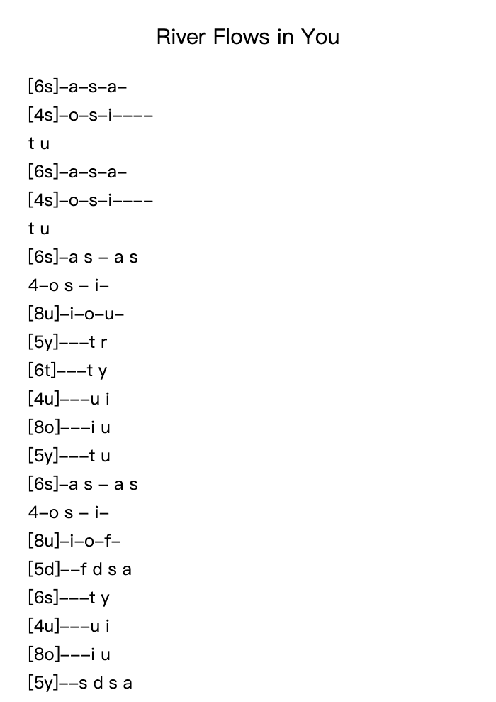 River Flows in You Roblox Piano Sheet by Yiruma