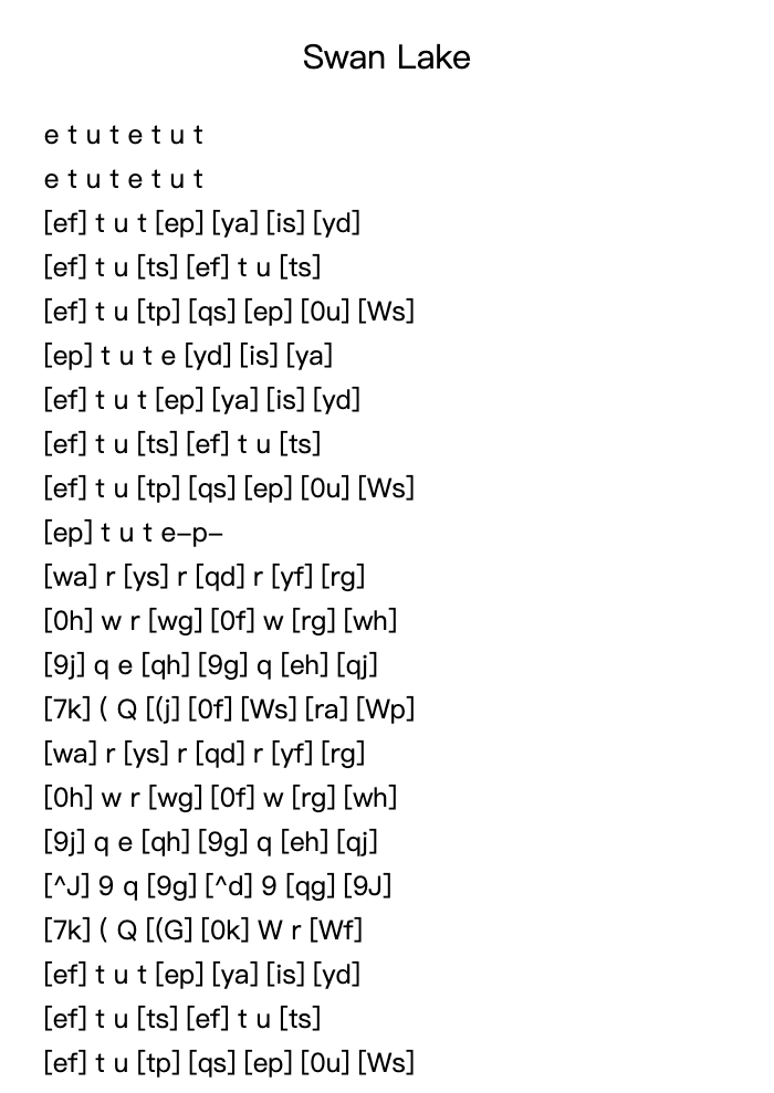 Swan Lake Roblox Piano Sheet by Pyotr Ilyich Tchaikovsky