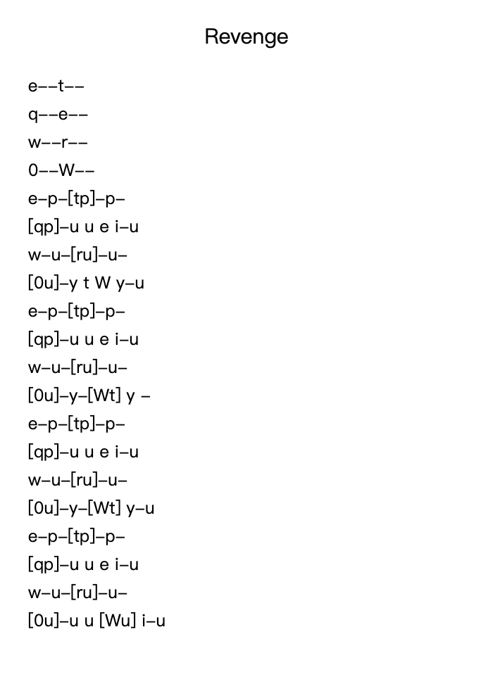 Revenge Roblox Piano Sheet by XXXTENTACION