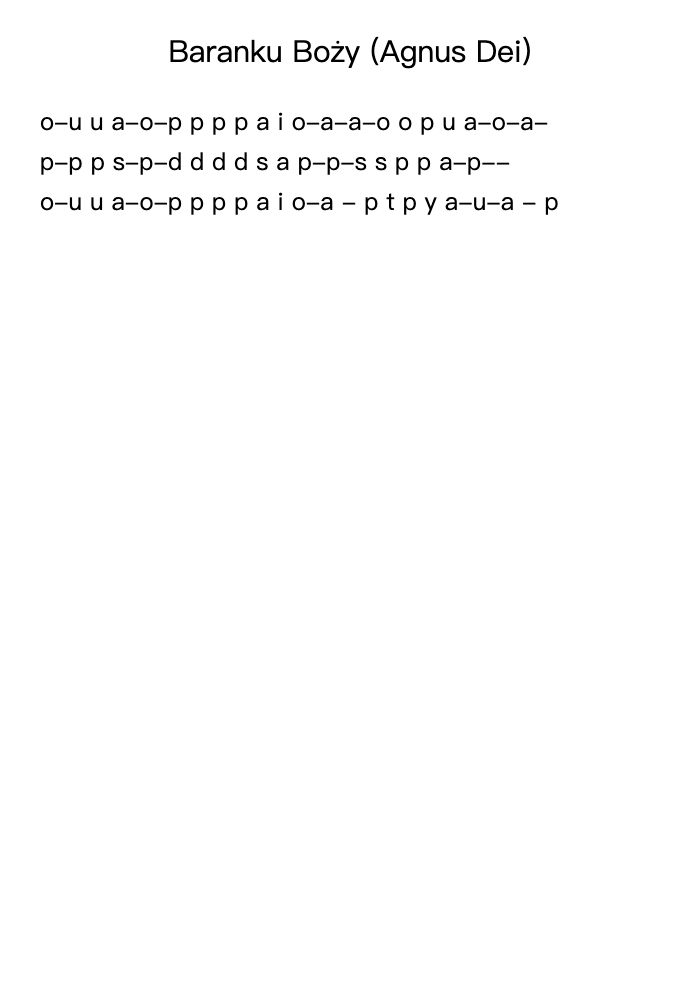 Baranku Boży (Agnus Dei) Roblox Piano Sheet by ks. I. Pawlak