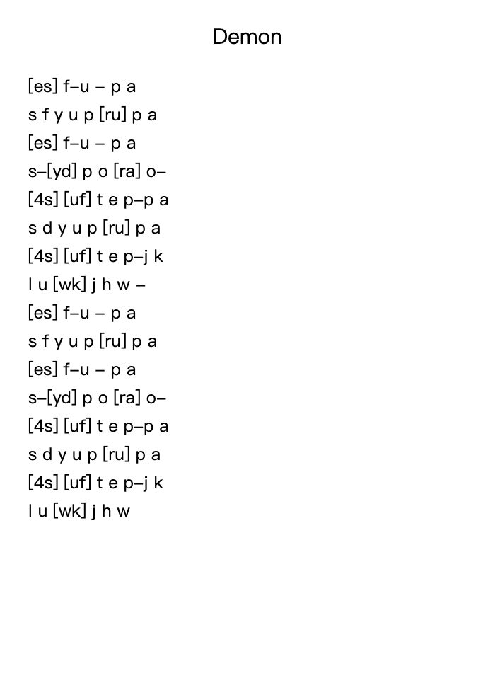 Demon Roblox Piano Sheet by King Von