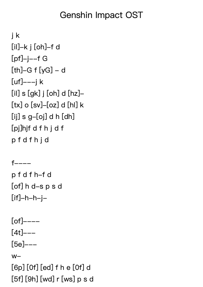Genshin Impact OST Roblox piano keyboard sheets by Yu-Peng Chen-Arr ...