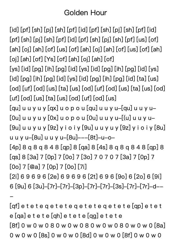 Golden Hour Roblox Piano Sheet by JVKE