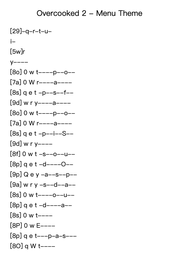 Overcooked 2 - Menu Theme Roblox Piano Sheet by Team 17