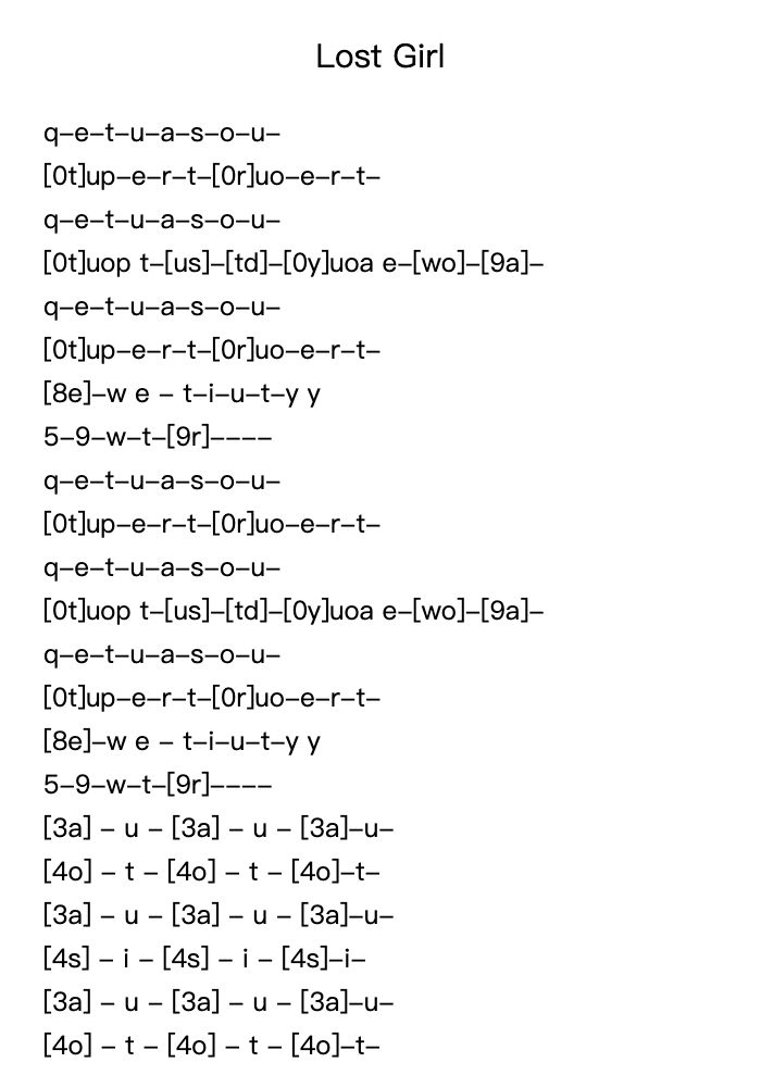 Lost Girl Roblox Piano Sheet by Toby Fox