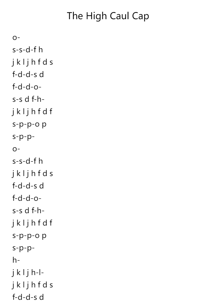 The High Caul Cap Roblox Piano Sheet by Julian Chambers