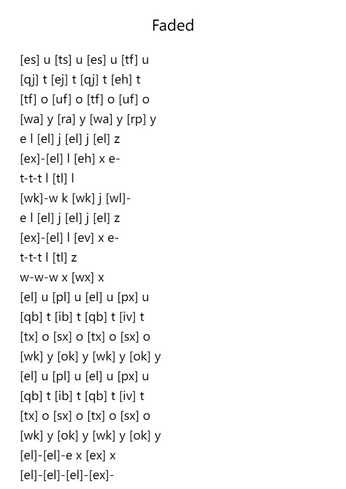 faded Roblox Piano Sheet by Alan Walker