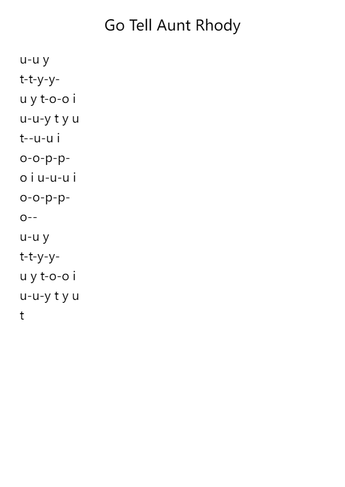 Go Tell Aunt Rhody Roblox Piano Sheet by cjin26