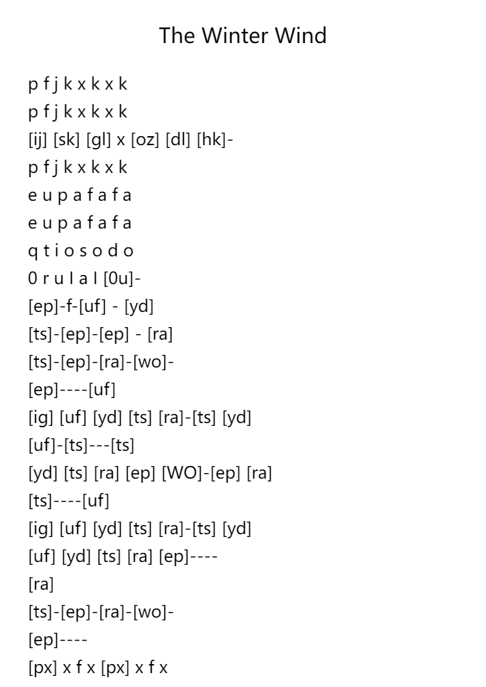The Winter Wind Roblox Piano Sheet by undefined