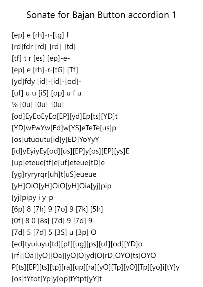 Sonate for Bajan Button accordion 1 Roblox Piano Sheet by Чеглаков.Д