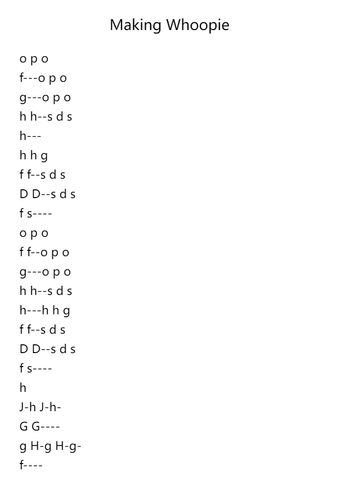 Making Whoopie Roblox Piano Sheet by PuppyEarthly