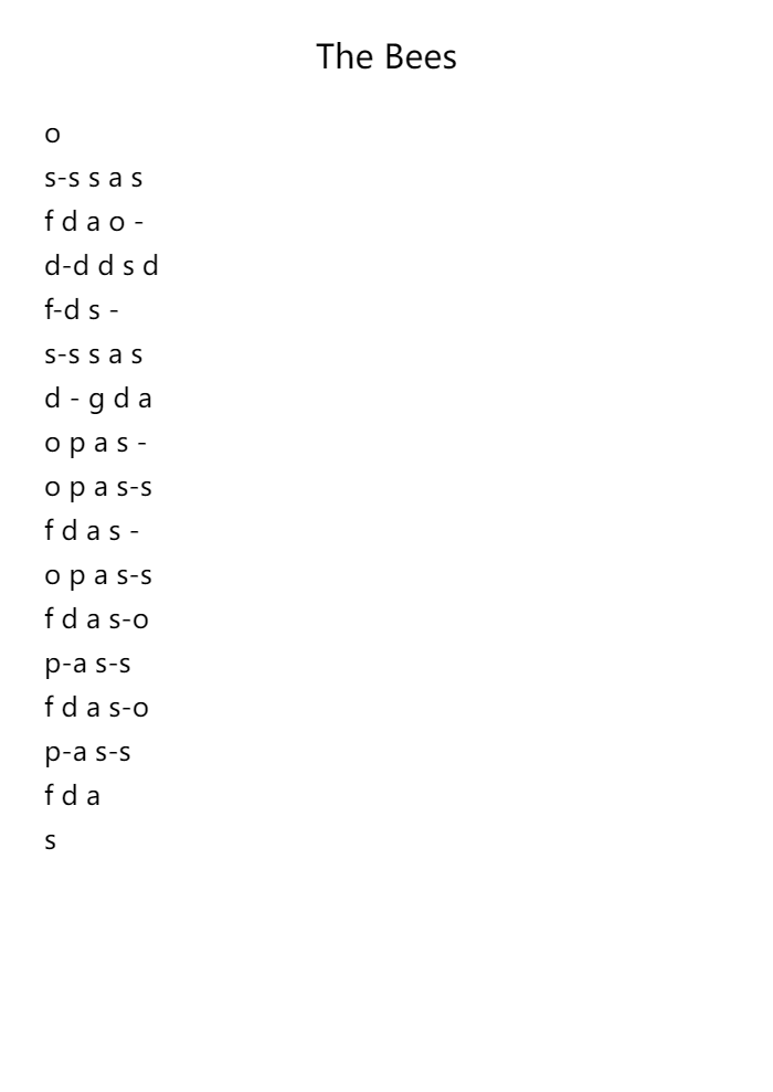 The Bees Roblox Piano Sheet by JulianChambers