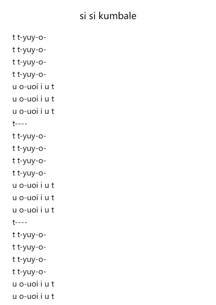 si si kumbale Roblox Piano Sheet by undefined